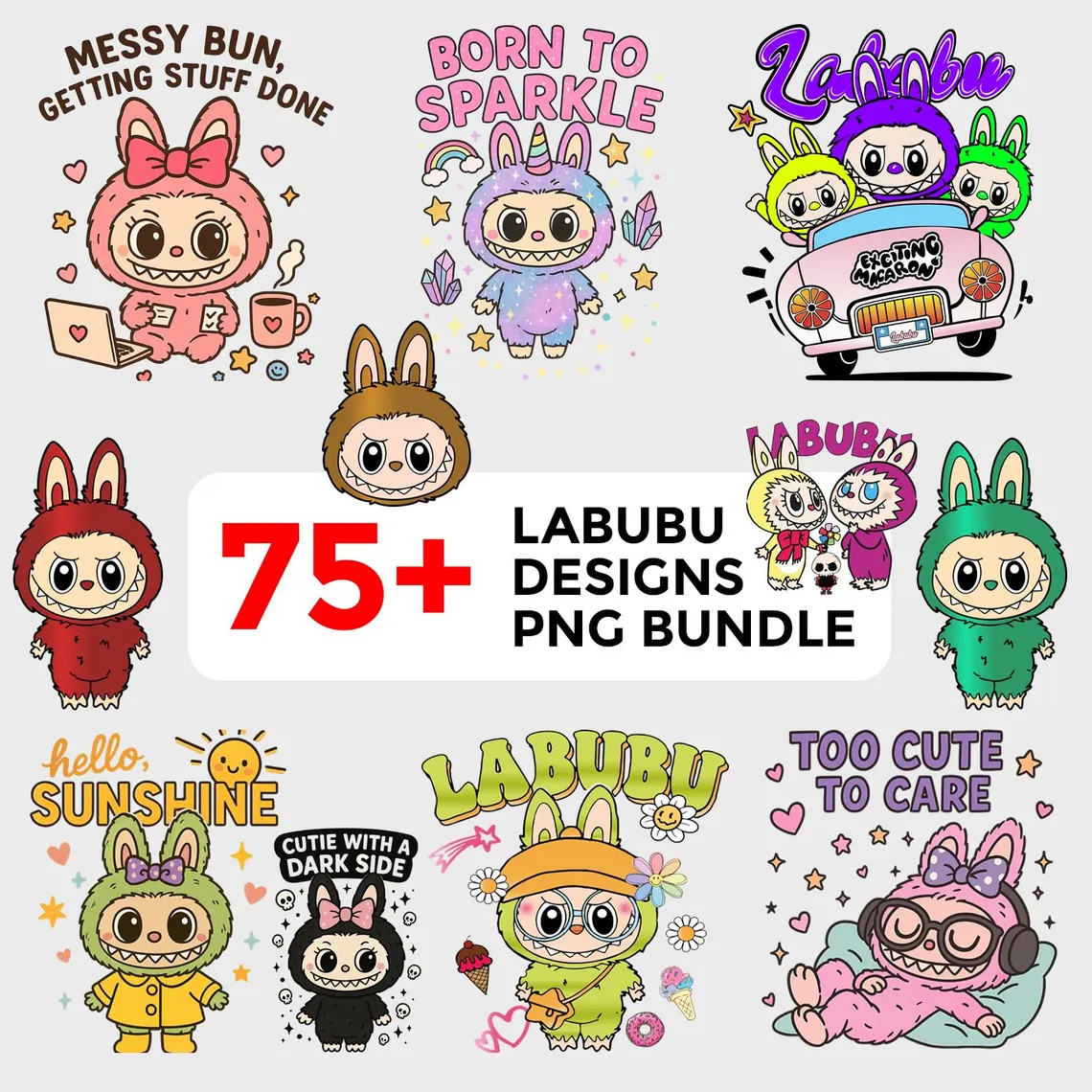 80 Labubu Design PNG Bundle | Kawaii Cute Digital Stickers |cute labubu ...